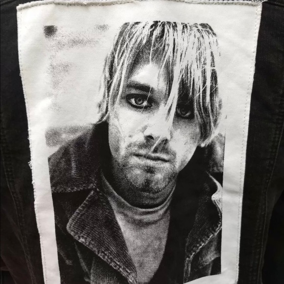 NIRVANA | Jackets & Coats | Nwt Nirvana Black Denim Jacket Kurt Cobain ...